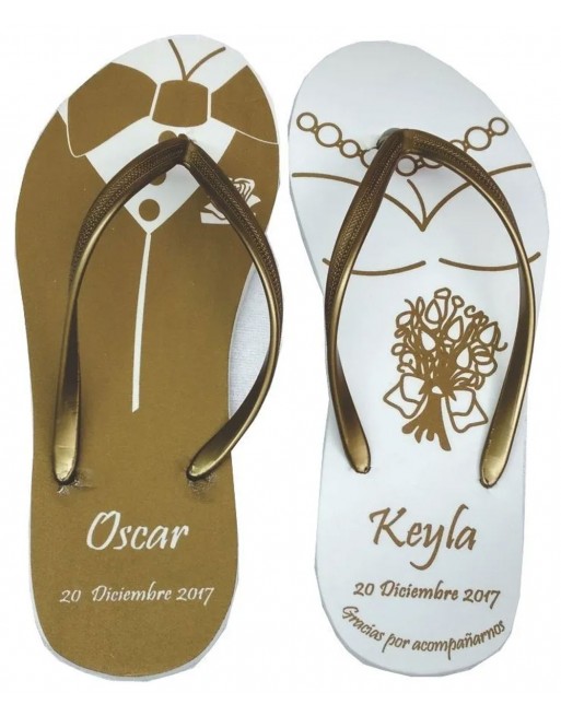 Sandalia: estilo orca-pollo, en serigrafia por pieza, a dos tintas.